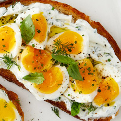 Cooked - Smashed Egg Toasts With Herby Lemon Yogurt